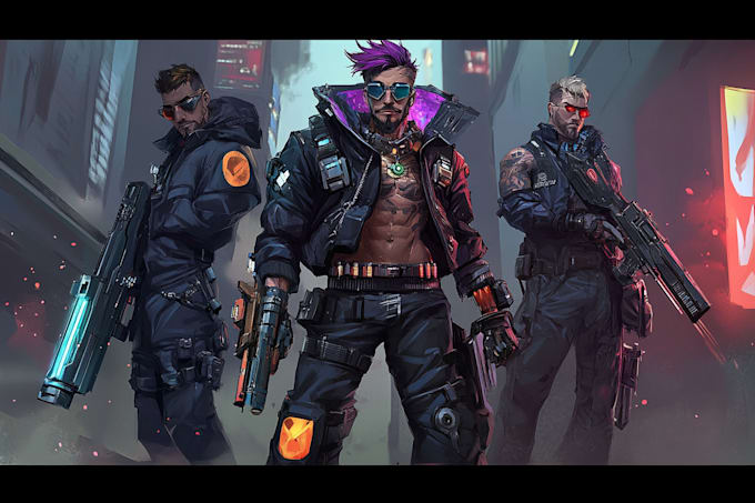 Design cyberpunk and fantasy character splash art by Keyeland | Fiverr