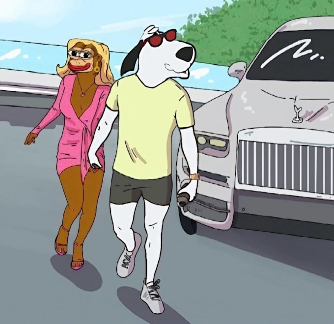 Create 2d memecoin animation, character design, memeart illustration ...