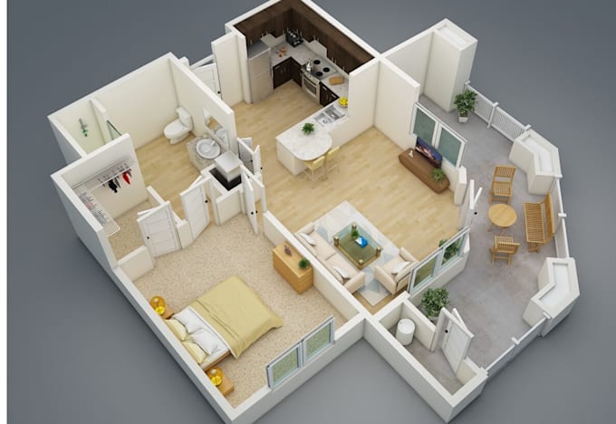 Do 3d architectural floor plan 2d floor plan drawing 3d house interior ...
