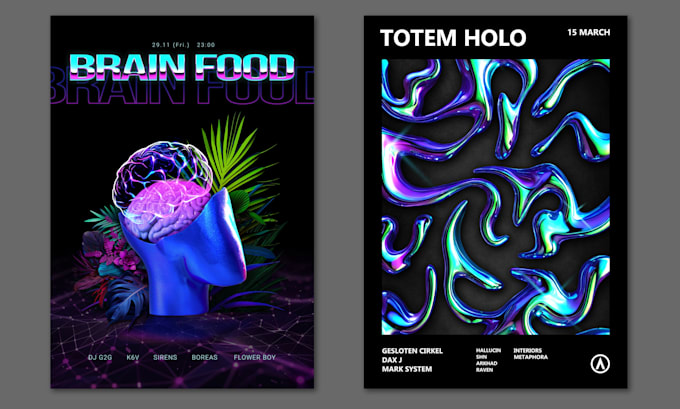 Design unique posters for rave or art events by Dada_huang | Fiverr