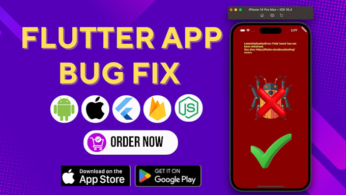 Fix bugs and errors in your flutter app by Farhanthecoder | Fiverr