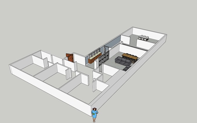 Convert 2d to 3d floor plan with sketchup by Hilalsivri | Fiverr