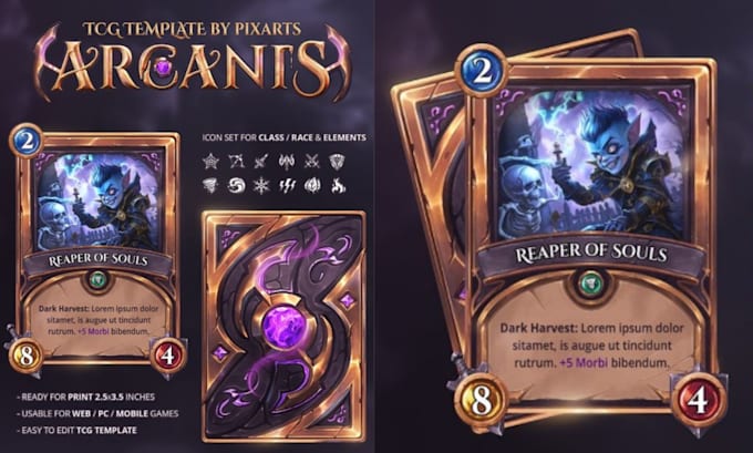 Create tarot card game design trading card game design playing card ...