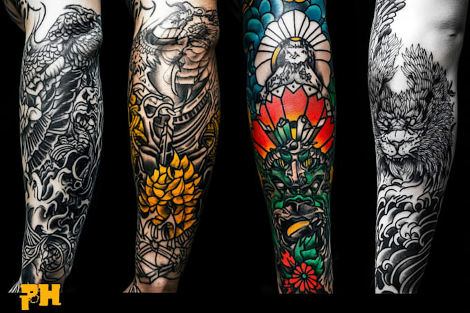 Create custom tattoo design, tattoo sleeve by Riguelwin | Fiverr