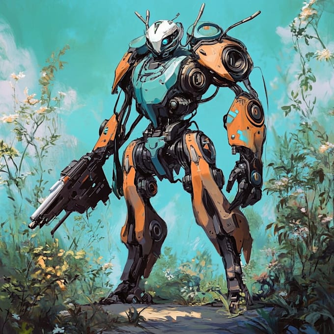 Create a unique mecha robot illustration by Goolusose | Fiverr