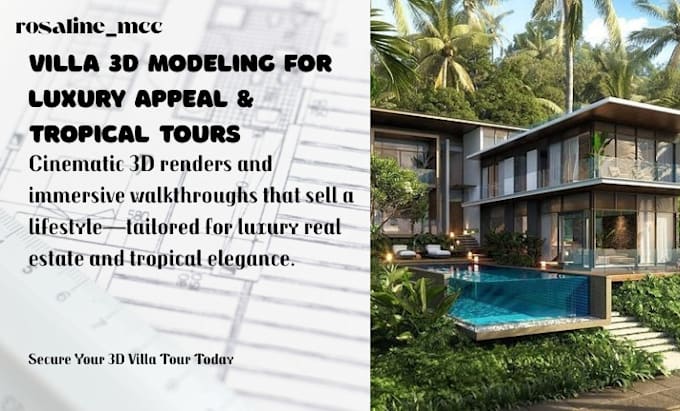 Design villa 3d model with cinematic style and luxury bungalow render by Rosaline_mcc | Fiverr