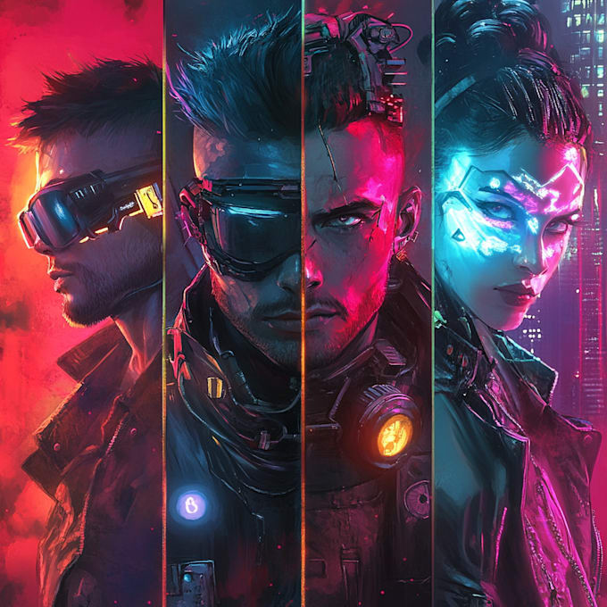 Design cyberpunk and fantasy character splash art by Garyunt | Fiverr