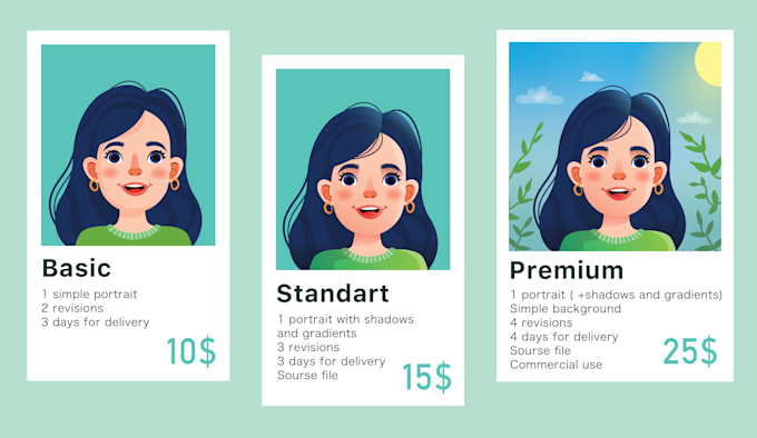 Cartoon vector portrait or avatar by Stacykushnir | Fiverr