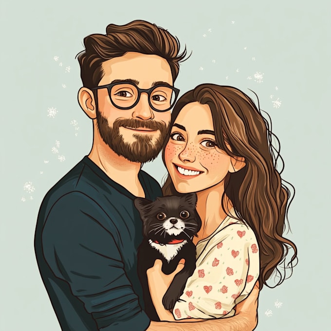 Draw realistic family portrait, couple or group from photo by ...