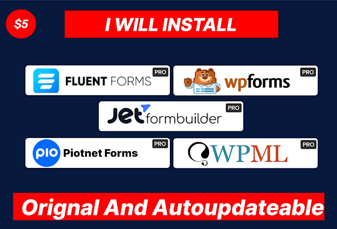 Install fluent forms pro,wp form pro,jetformbuilder pro by Hasankhan3345 | Fiverr