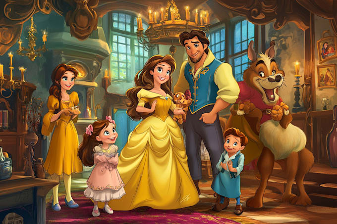 Design a professional disney family portrait by Jaivtersen | Fiverr