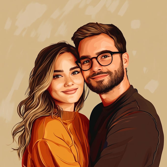 Draw a cute cartoon couple portrait by Emileejarvis | Fiverr