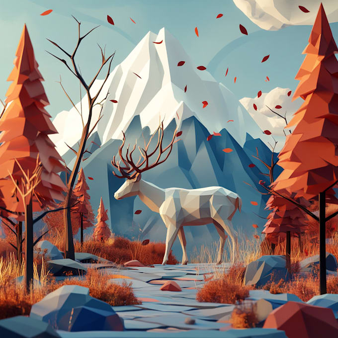 Draw polygonal and low poly illustrations within one day by ...