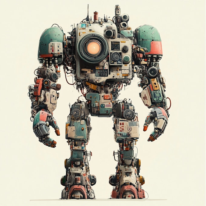 Custom futuristic mecha robot character illustration art by Camlastram ...