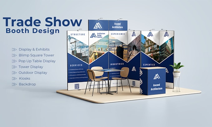 Design trade show booth, backdrop and exhibition stand by Hammad3d_design | Fiverr