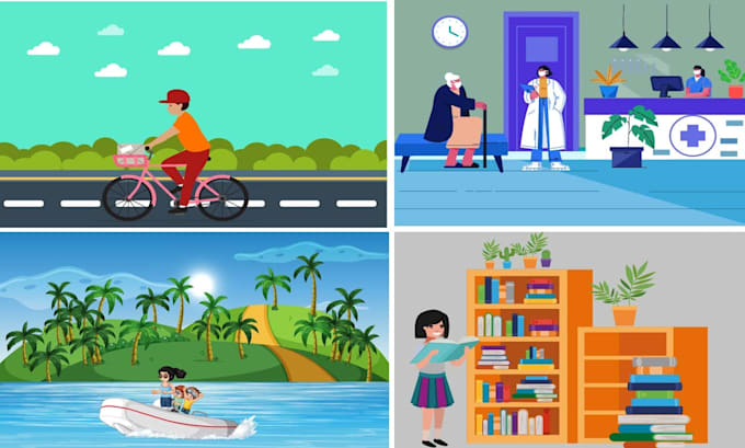 Design custom 2d flat illustrations or modern vector illustrations for ...