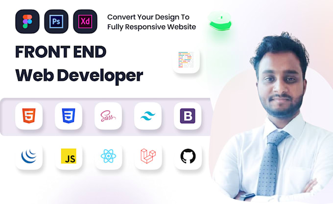 Convert figma to html, psd to html, scss sass bootstrap, tailwind css ...