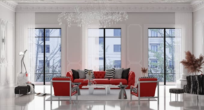 Do 3d magnificent living room design, luxury apartment, revit house ...