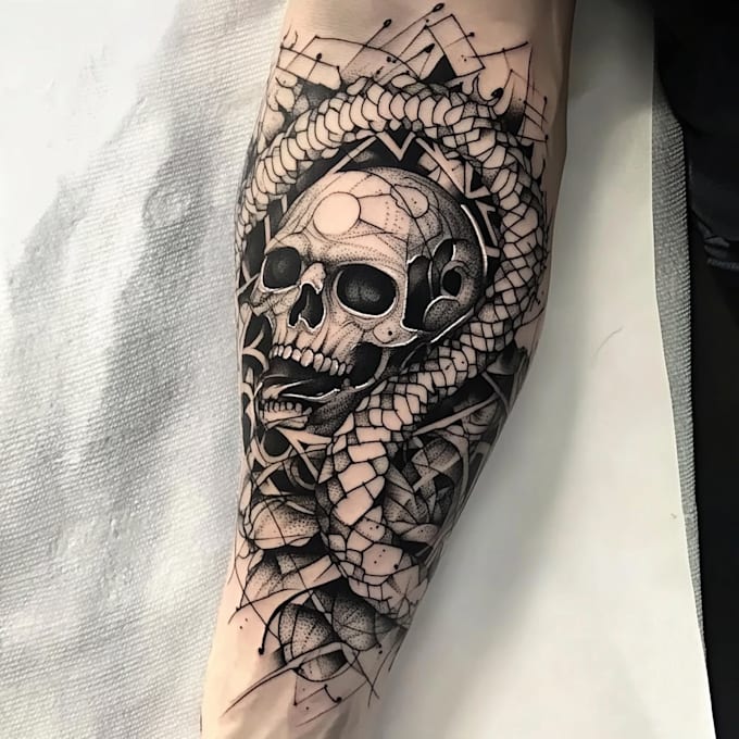 Create sleeve tattoo design in geometric style by Susannsen | Fiverr