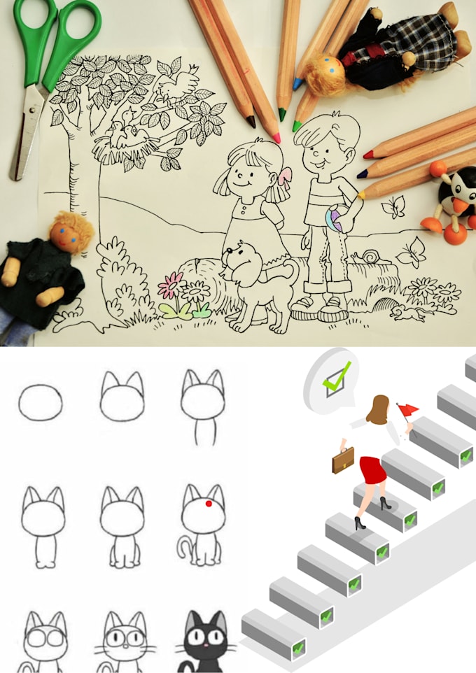Create costom coloring pages, drawing step by step for kids by ...