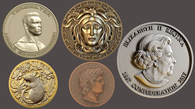 Sculpt 3d coin model bas relief 3d printable coin medallion cnc design ...