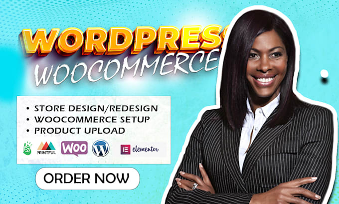 Revamp wordpress woocommerce setup elementor printful printify print on demand by Ahmdesign40 ...