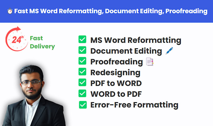 Do fast ms word reformatting, document editing, proofreading by ...