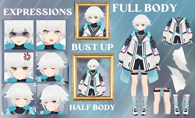 Draw and rig 2d vtuber model anime vtuber model live2d vtuber model for ...