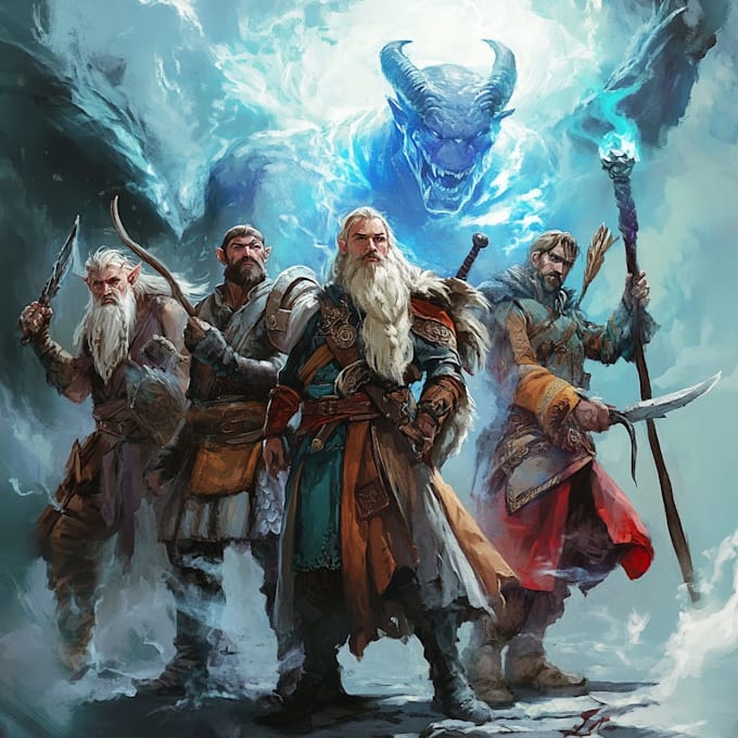 Draw character design and fantasy illustration, dnd party by Pascayies ...