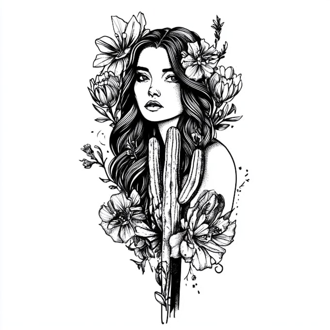 Create your line art custom tattoo design and illustration by ...