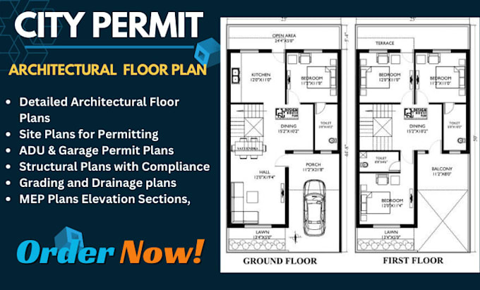 Draw architectural floor plan, site plan, adu garage permit, structural ...