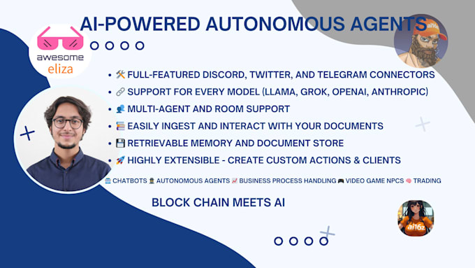 Build crypto ai agents for twitter discord blockchain and nfts with eliza os by Theshahjee | Fiverr