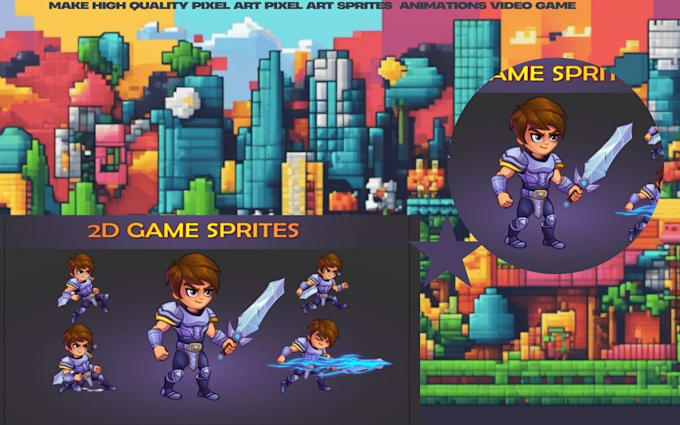Make high quality pixel art pixel art sprites animations video game by ...