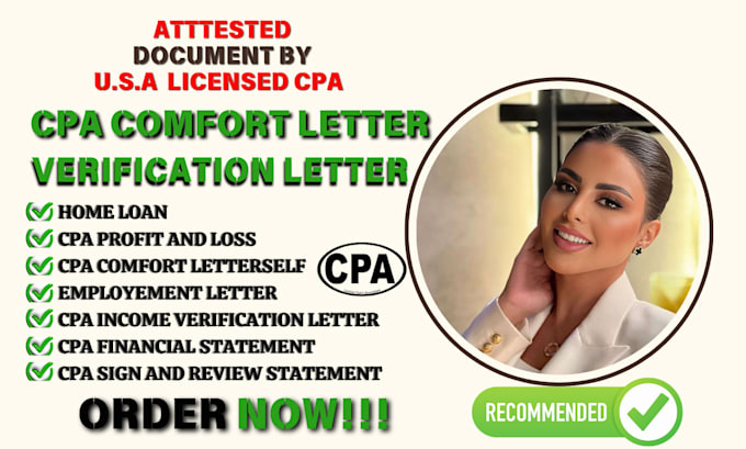 Provide licensed us cpa letter profit loss audit financial statement loan letter by Kellycpa ...