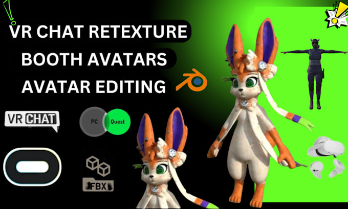Create 3d texture vr chat avatar edit booth avatar furry vrchat, vr character by Nabeeladam001 ...