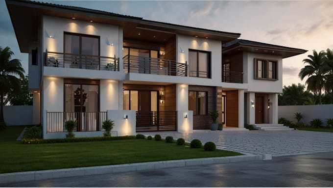3d nice home exterior architectural rendering 3d modeling walkthrough animation by Samandex | Fiverr