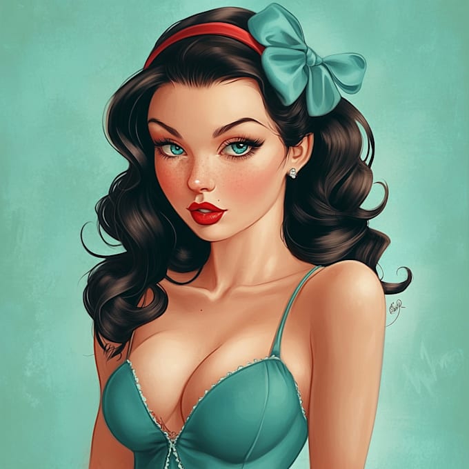 Make a pin up girl and pin up girl illustration by Osheenajamin | Fiverr