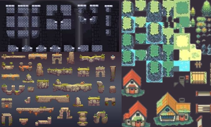 Create pixel art animation tileset and sprite sheet for game