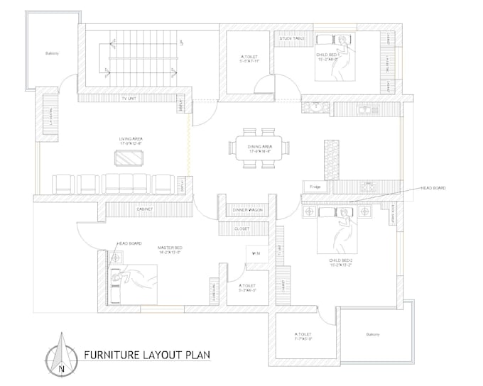 Draw professional 2d floor plans and layout designs using autocad by ...