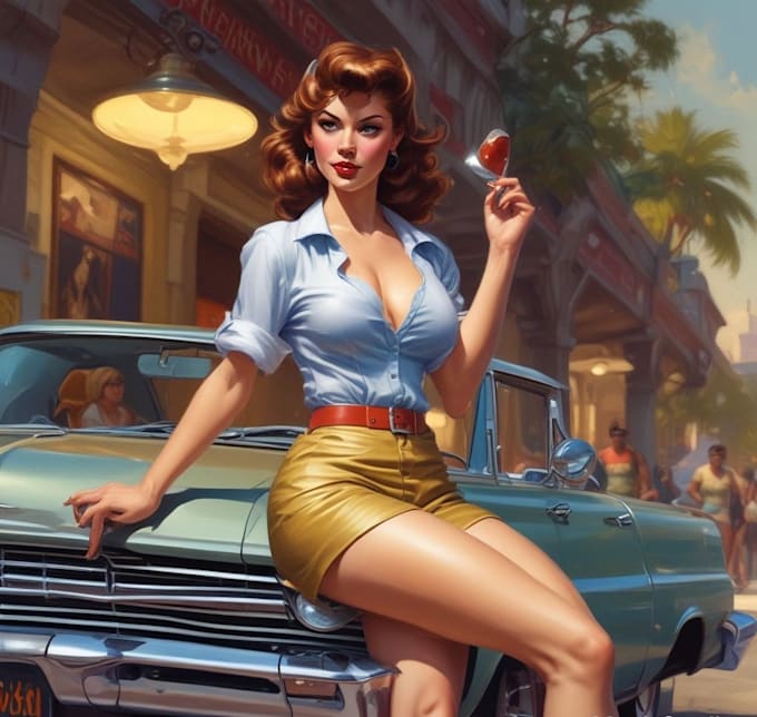 Draw pin up girl art for you by Xikmaqs | Fiverr