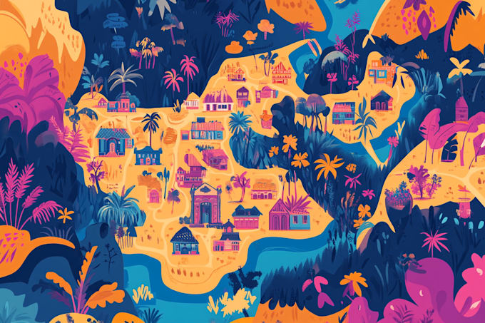 Draw beautiful map in vector illustration by Ferlishaco | Fiverr
