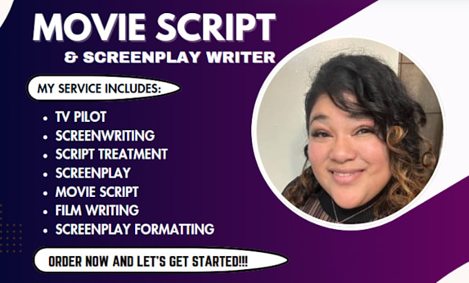 Write movie script, screenplay, feature film, tv series, screenwriting, tv plot by Ruby_rose150 ...