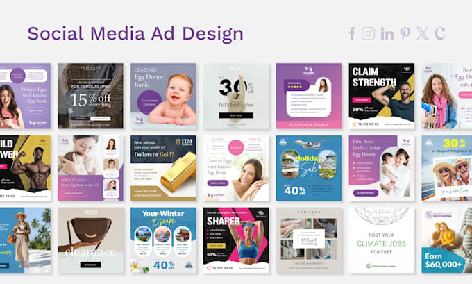 Design social media ads meta instagram facebook linkedin static banner ...