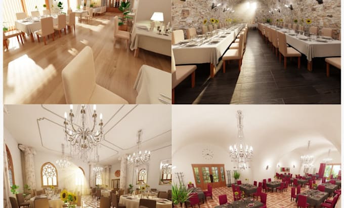 Do 3d interior design, restaurant, café, 3d rendering, restaurant interior by Faizolana | Fiverr