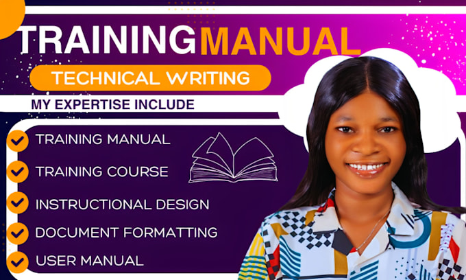 Create and design training manual, instruction manual and document ...