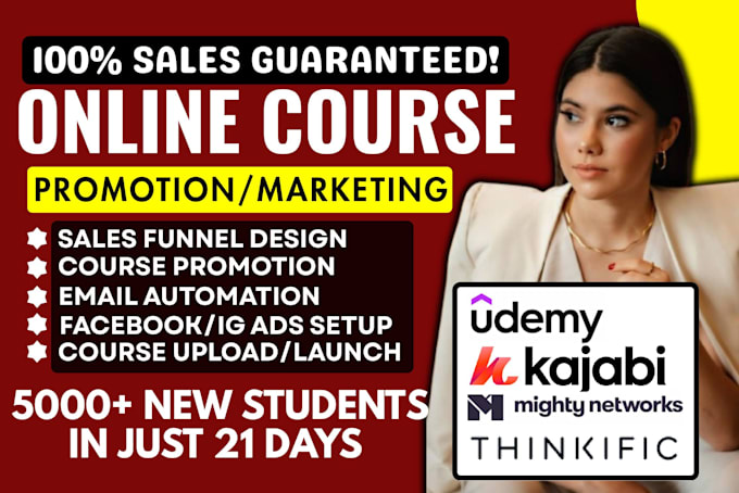 Do teachable online course promotion, udemy, thinkific course marketing sales by Dianatompkins ...