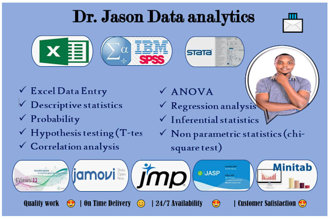 Do spss, excel, jamovi, jasp, stata, statistica,r, eviews, power bi analysis by Jasmar559 | Fiverr