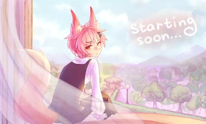 Starting soon screen for animated twitch livestreaming brb lofi ...