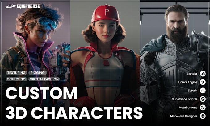 Design and create top notch realistic 3d characters by Equip0 | Fiverr