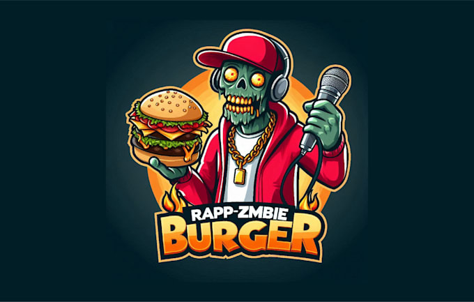 Create rapper zombie burger mascot logo for your company by Rosanna ...